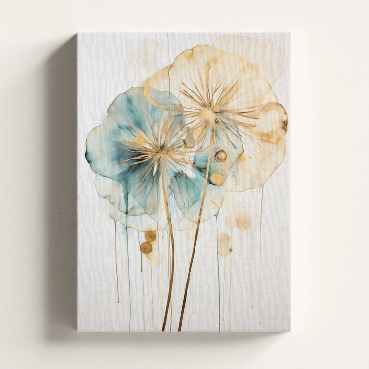 Mercer41 Gold Dandelion Wall Art | Abstract Floral Canvas Print | Wayfair.co.uk
